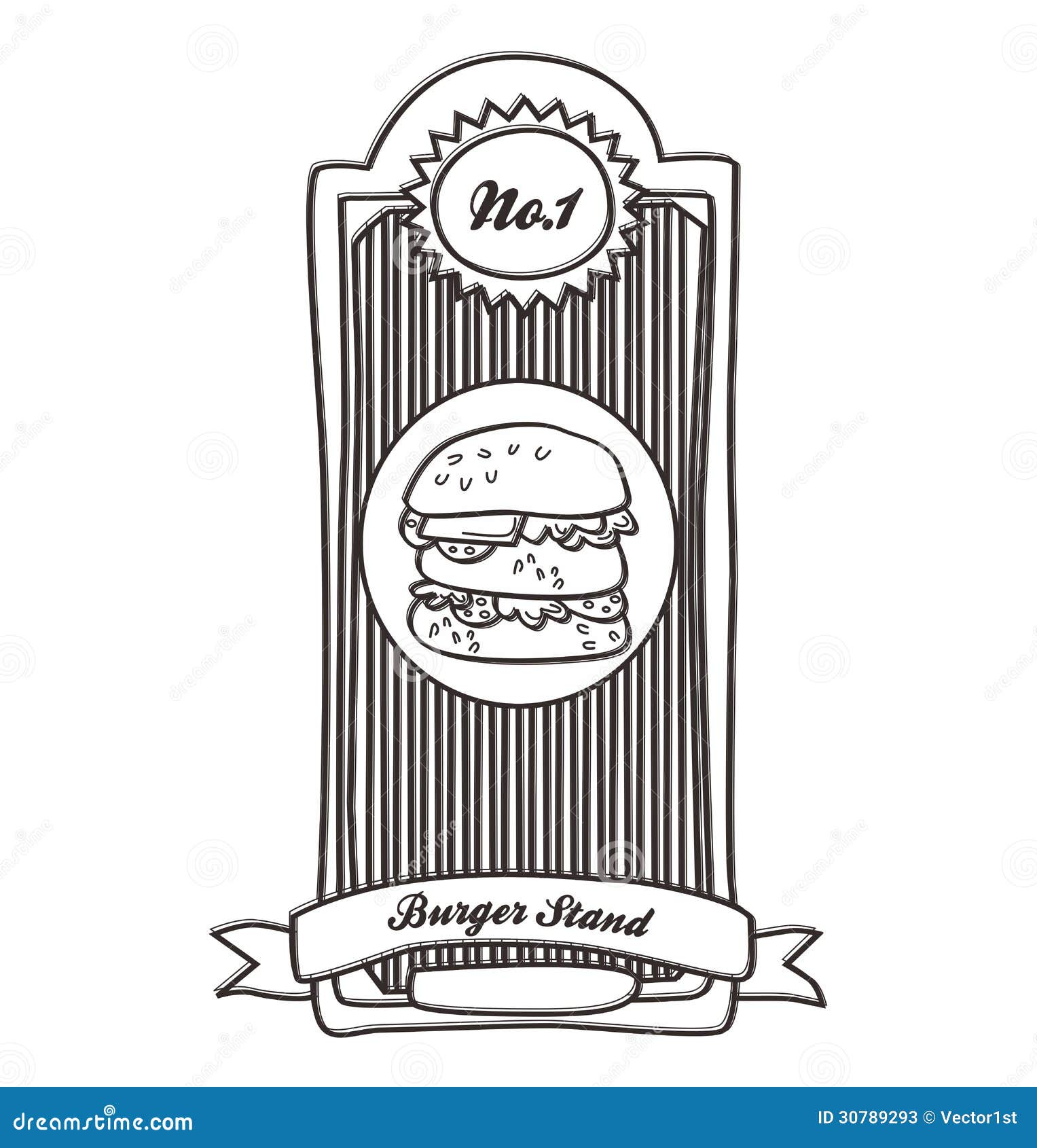 Burger vintage label stock vector. Illustration of food - 30789293