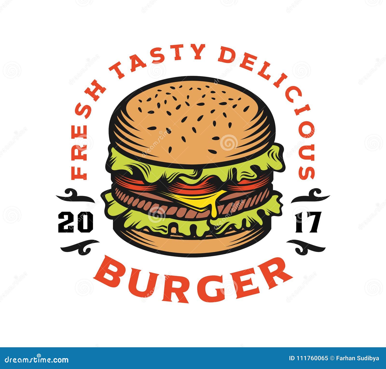 Burger Vintage Label Illustration Vector Stock Vector - Illustration of ...