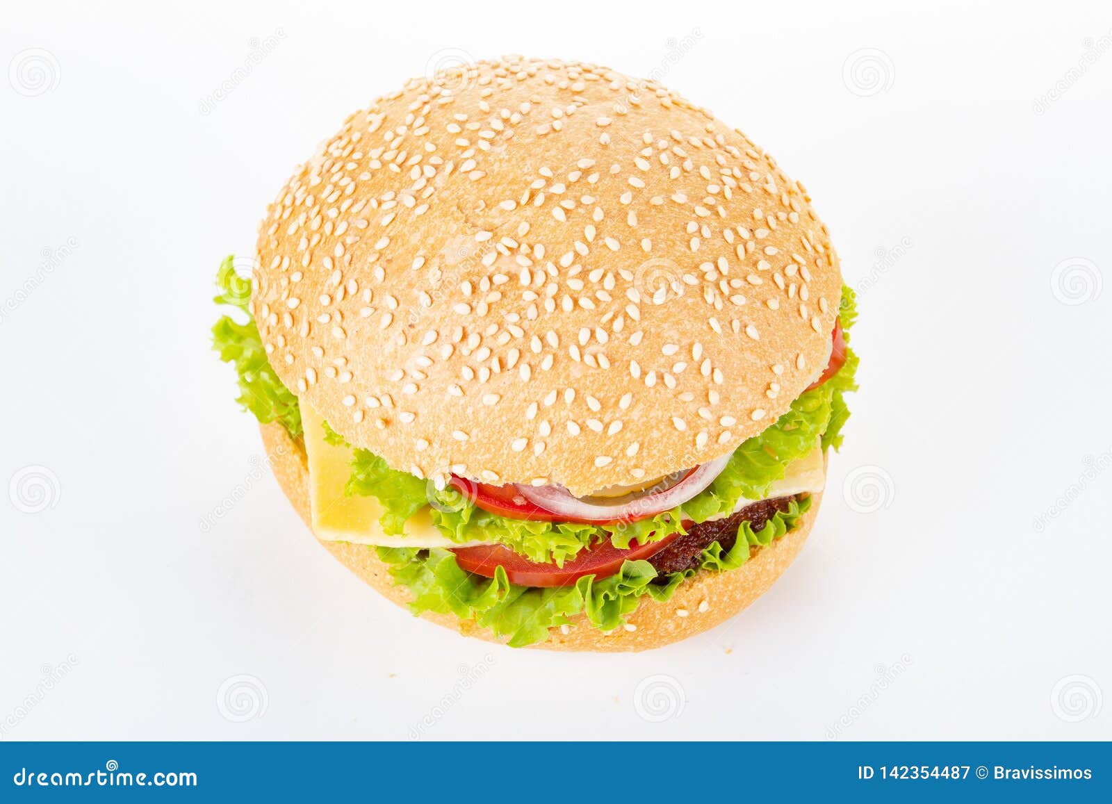Burger on White Background, Hamburger with Beef and Cheese, Isolated ...