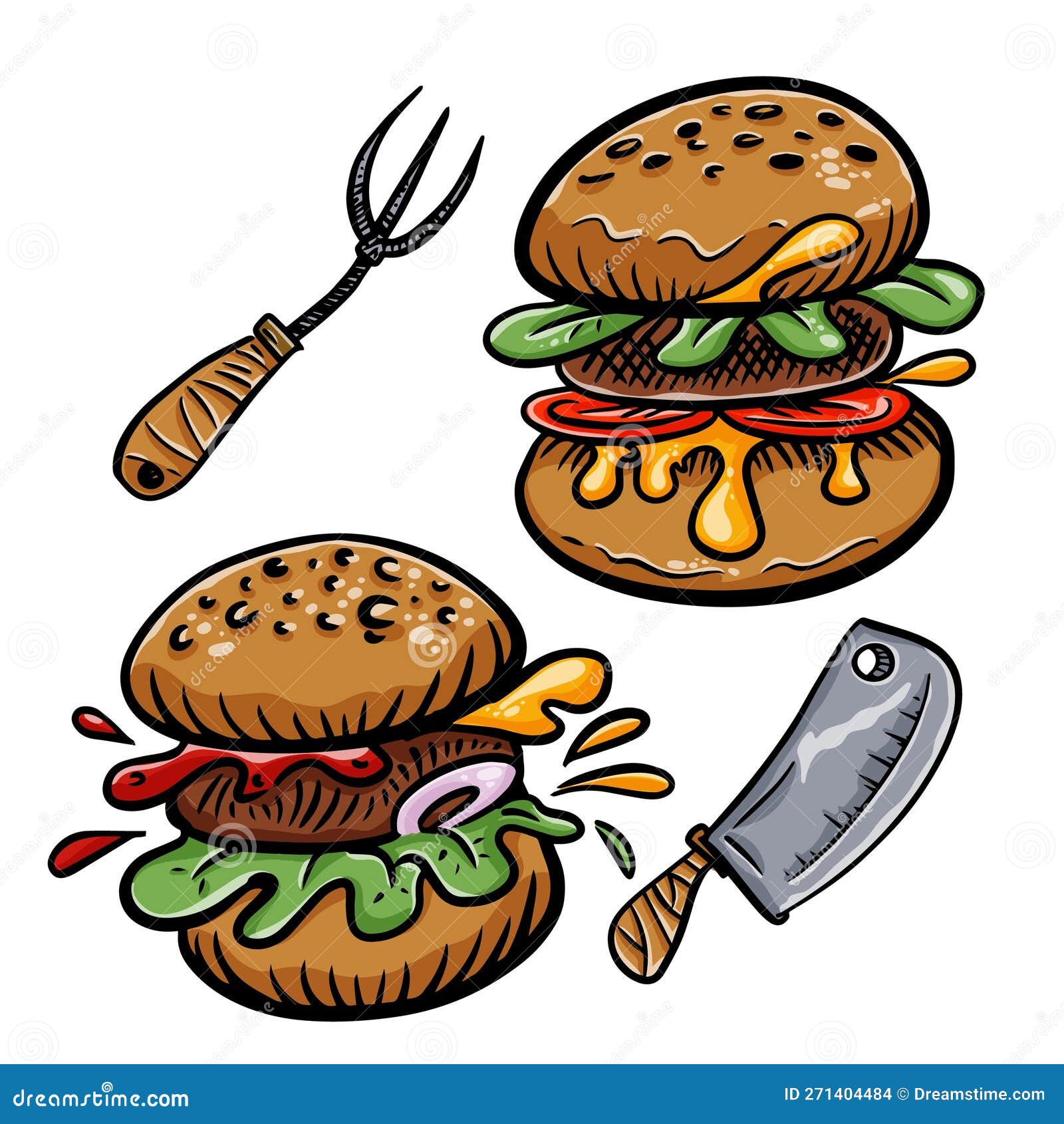 Set Burgers Hand Written Lettering Logos, Badges, Labels, Emblems ...