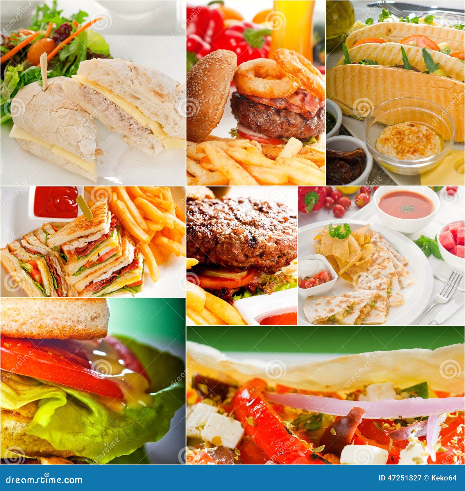 Burgers and Sandwiches Collection on a Collage Stock Image - Image of ...