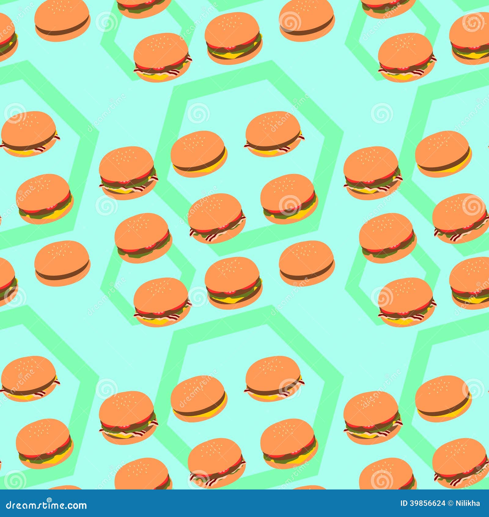 Burgers Seamless Background Design Stock Illustration - Illustration of ...