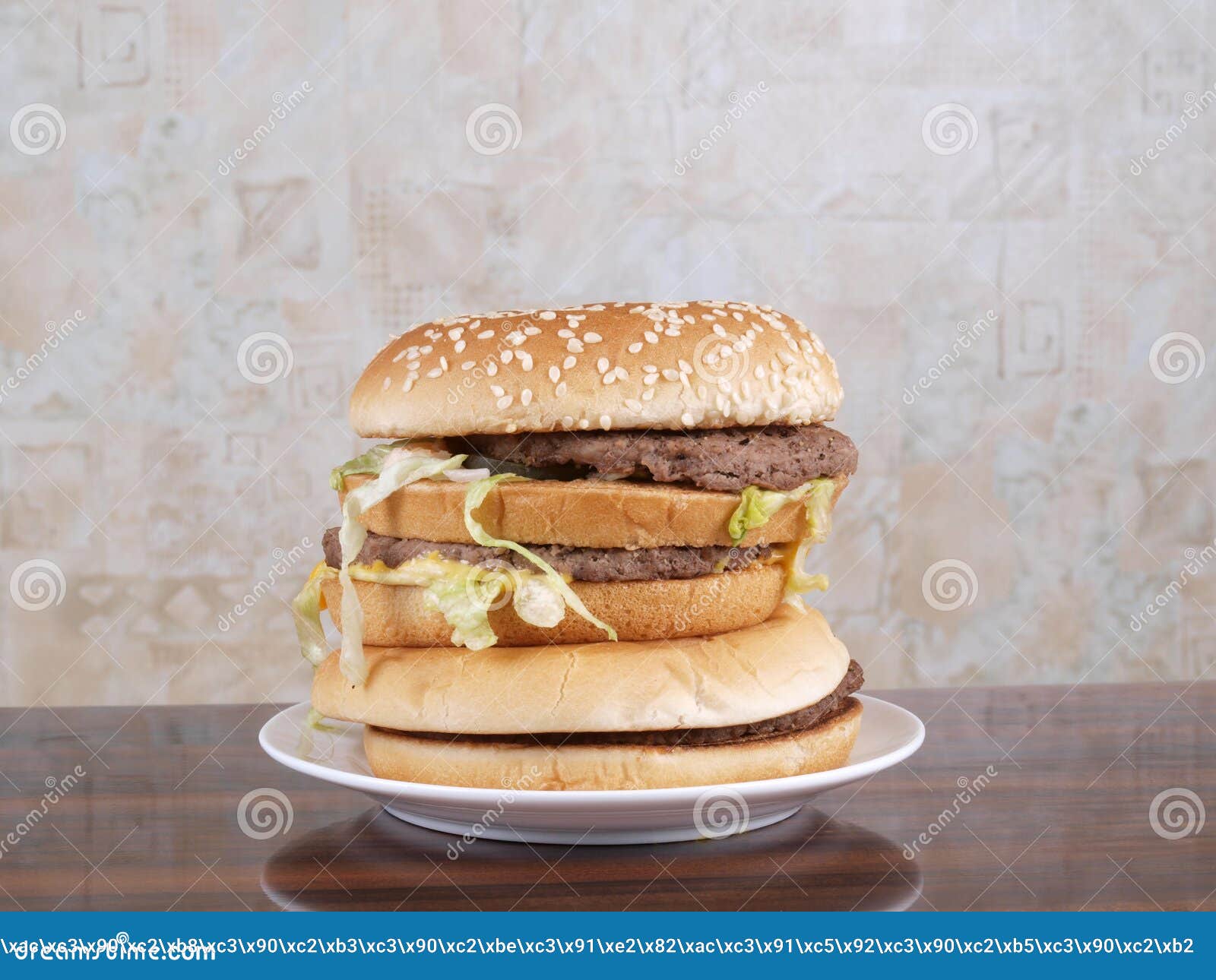 Burgers on table stock photo. Image of hamburger, cheeseburger - 64967968