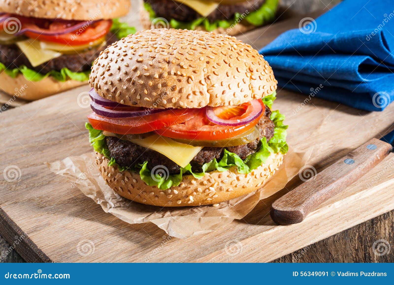 Burgers on the table stock image. Image of lunch, burger - 56349091