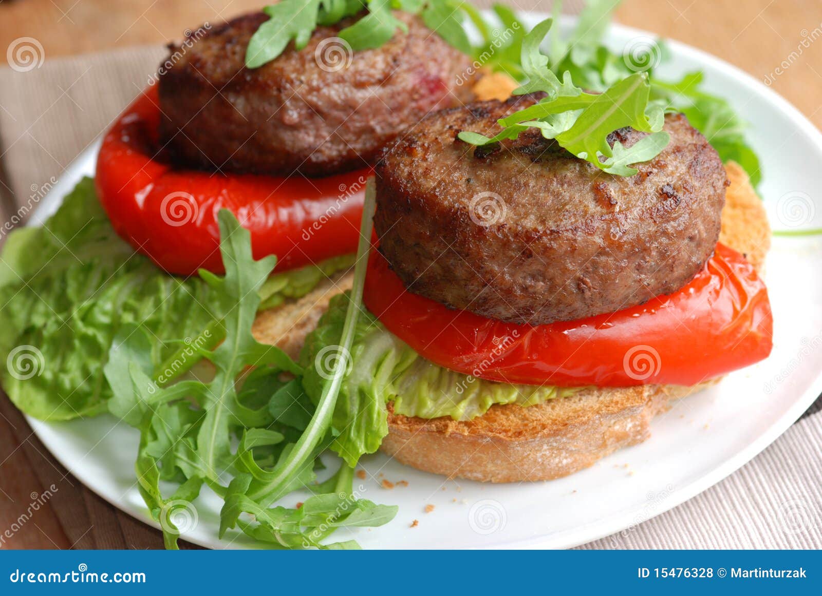 Burgers on toasts stock photo. Image of grilled, cuisine - 15476328