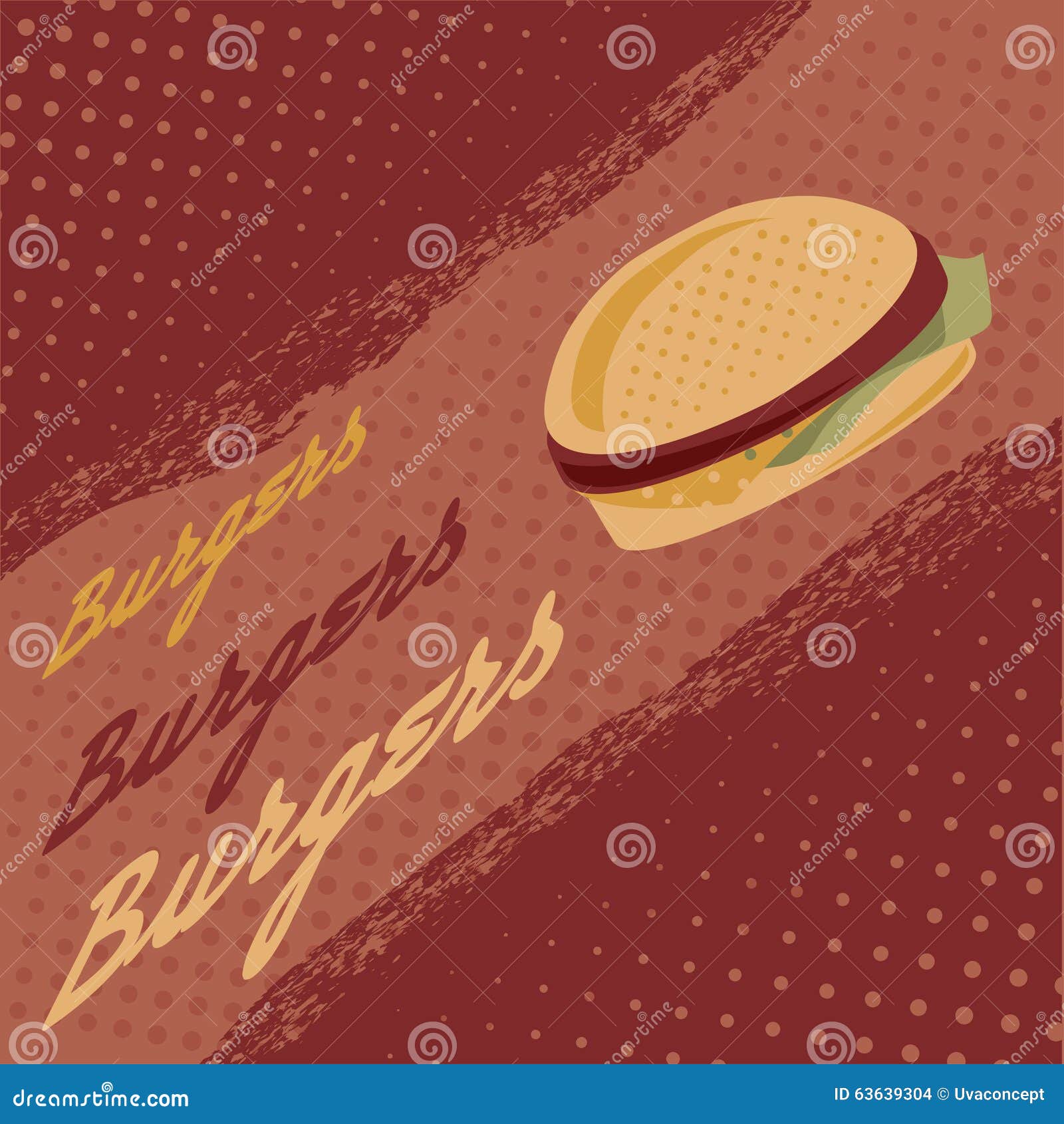 Vintage Burgers Retro Poster Style Design Template Cartoon Vector ...