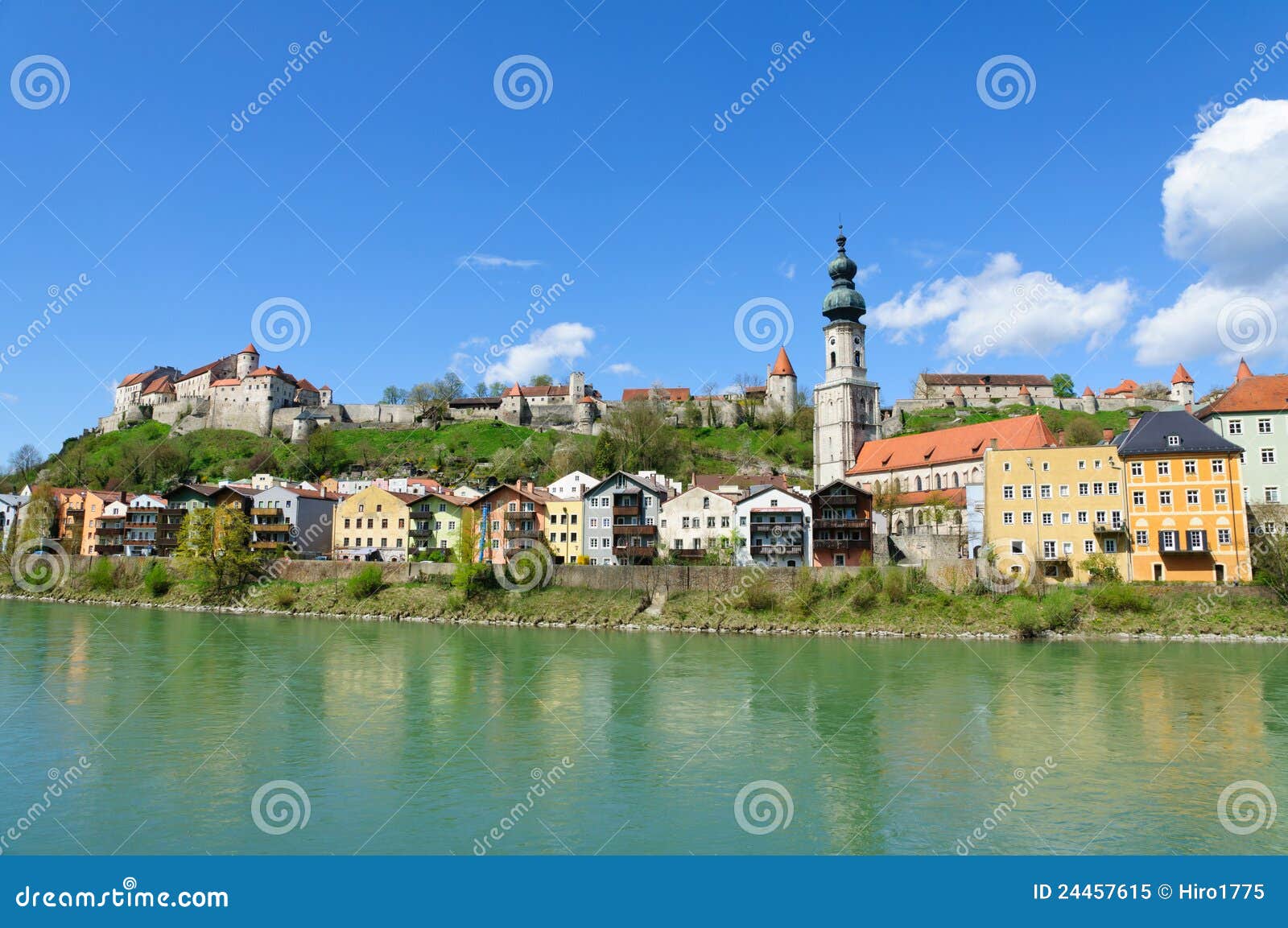 Burghausen, Germany stock image. Image of sunny, clouds - 24457615