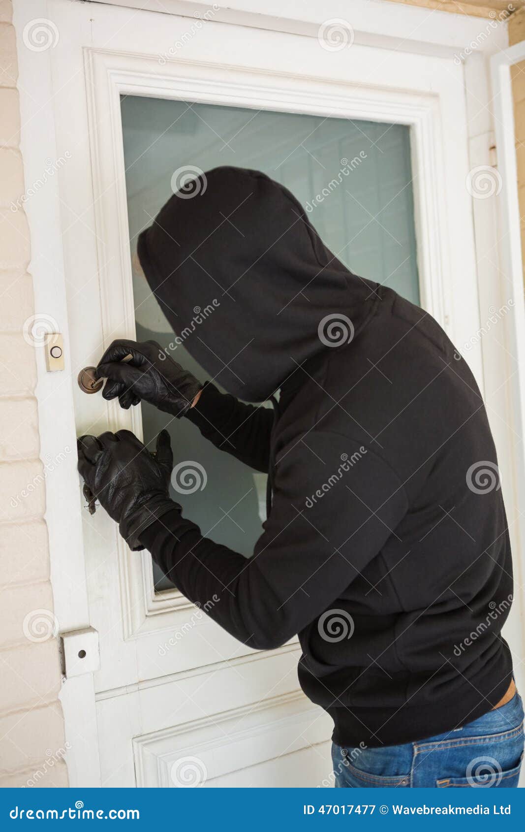 Burglar Breaking Open the Door Stock Image - Image of entering, steal ...
