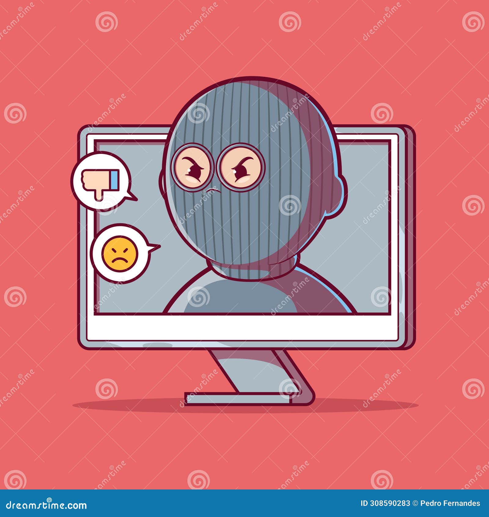 A Burglar Character is Coming Out of a Computer Screen Vector ...