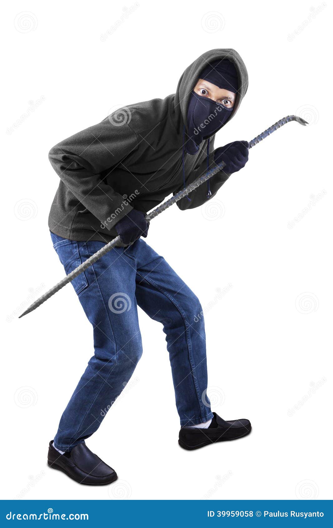 Burglar with a crowbar stock photo. Image of activity - 39959058
