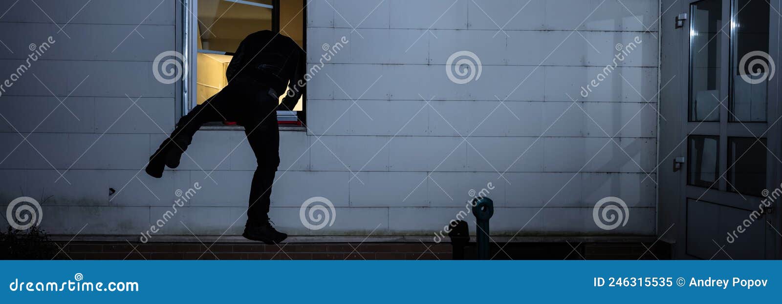Burglar Entering in a House through a Window Stock Image - Image of ...