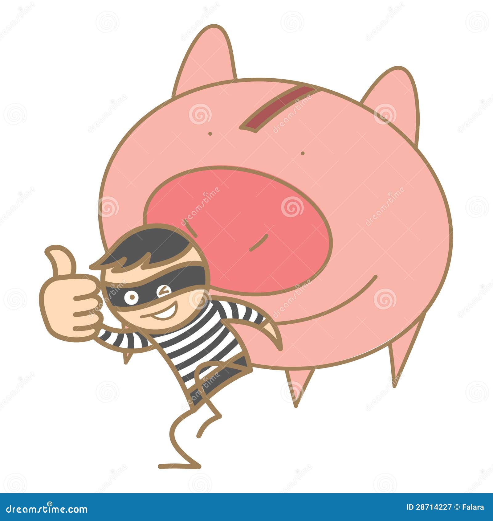 Burglar holding money pig stock vector. Illustration of mask - 28714227