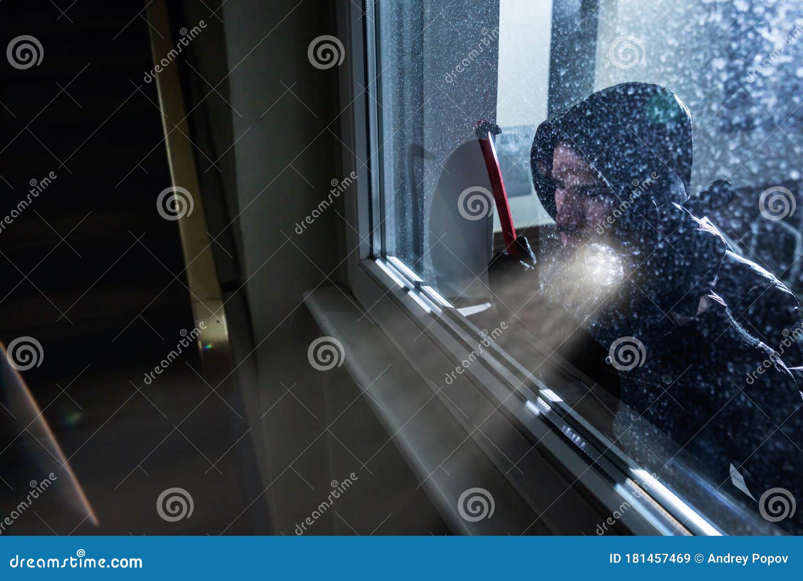 Burglar Looking into a House Window Stock Image - Image of climbing ...