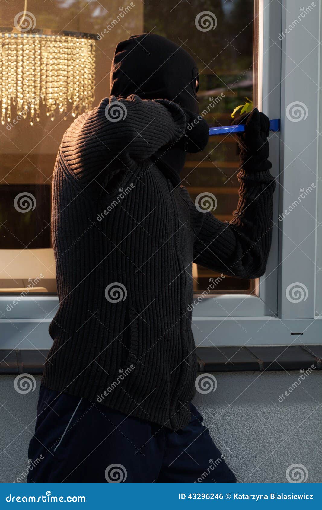 Burglar opening the window stock photo. Image of gangster - 43296246