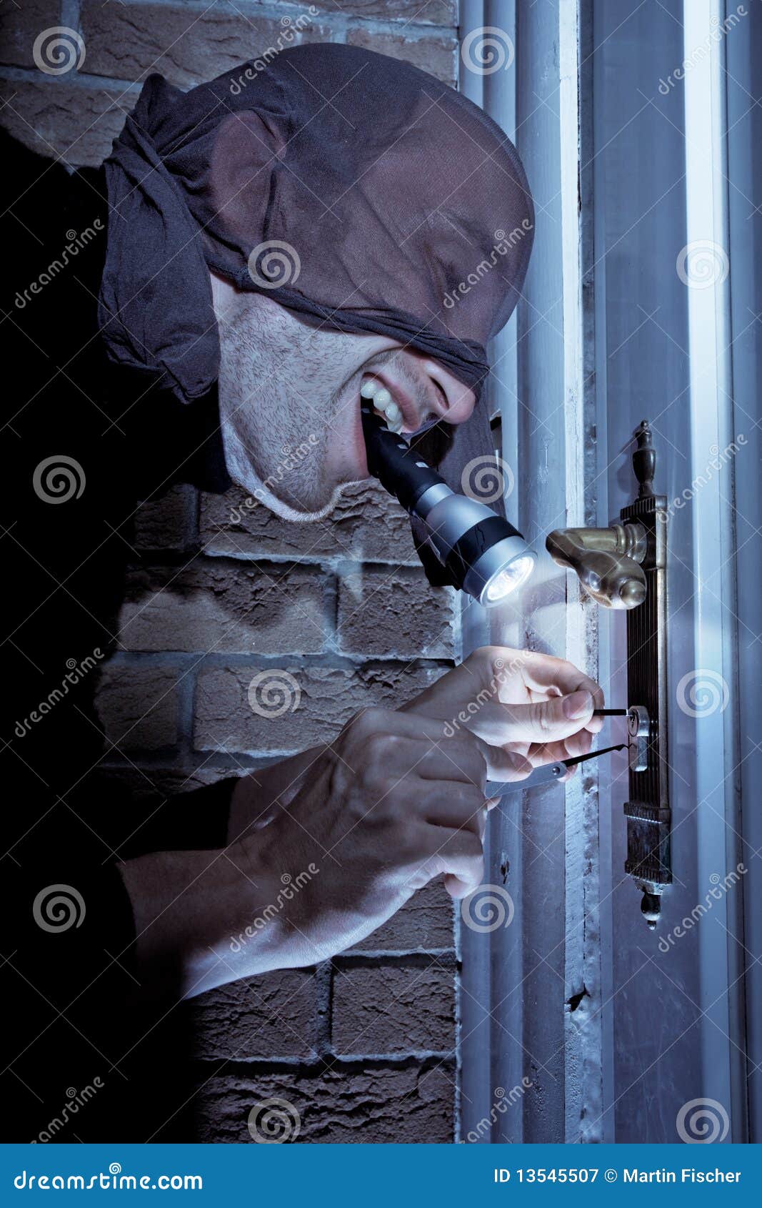 Burglar picking door lock stock image. Image of burglar - 13545507