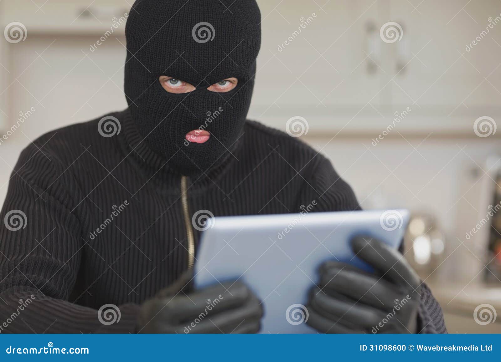 Burglar Stealing the Tablet Pc Stock Photo - Image of digital, burglar ...
