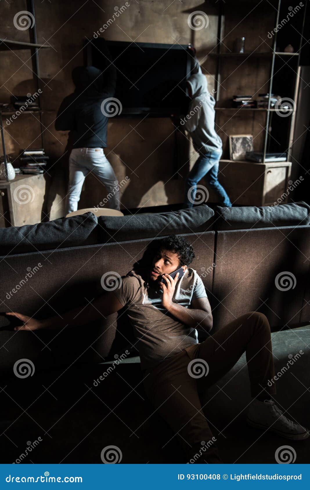 Burglars and scared man stock photo. Image of criminal - 93100408
