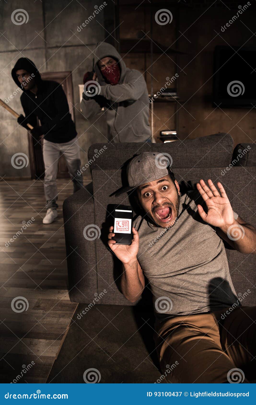 Burglars and scared man stock image. Image of crime, money - 93100437