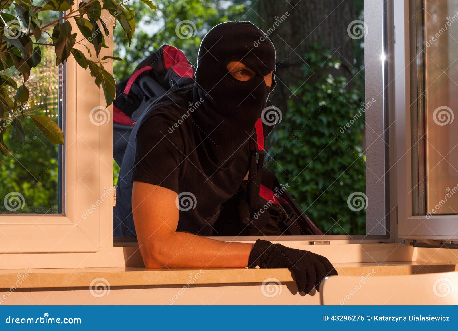 Burglary by the window stock photo. Image of gloves, person - 43296276
