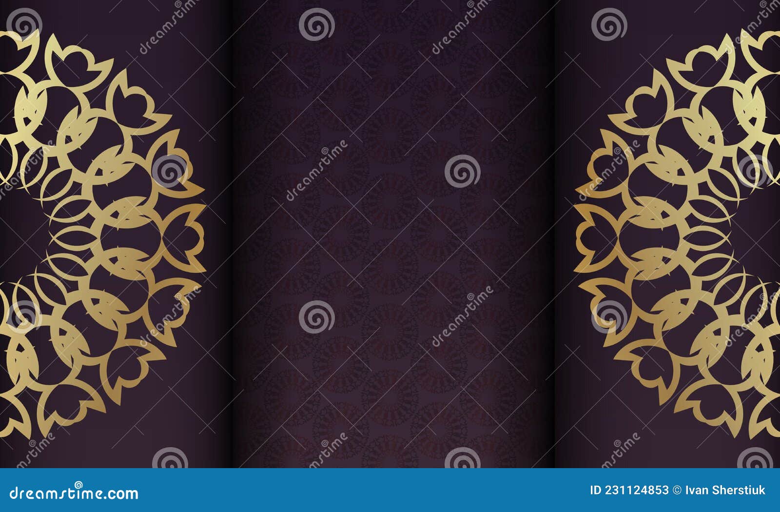 Burgundy Background with Abstract Gold Pattern and Place for Logo or ...