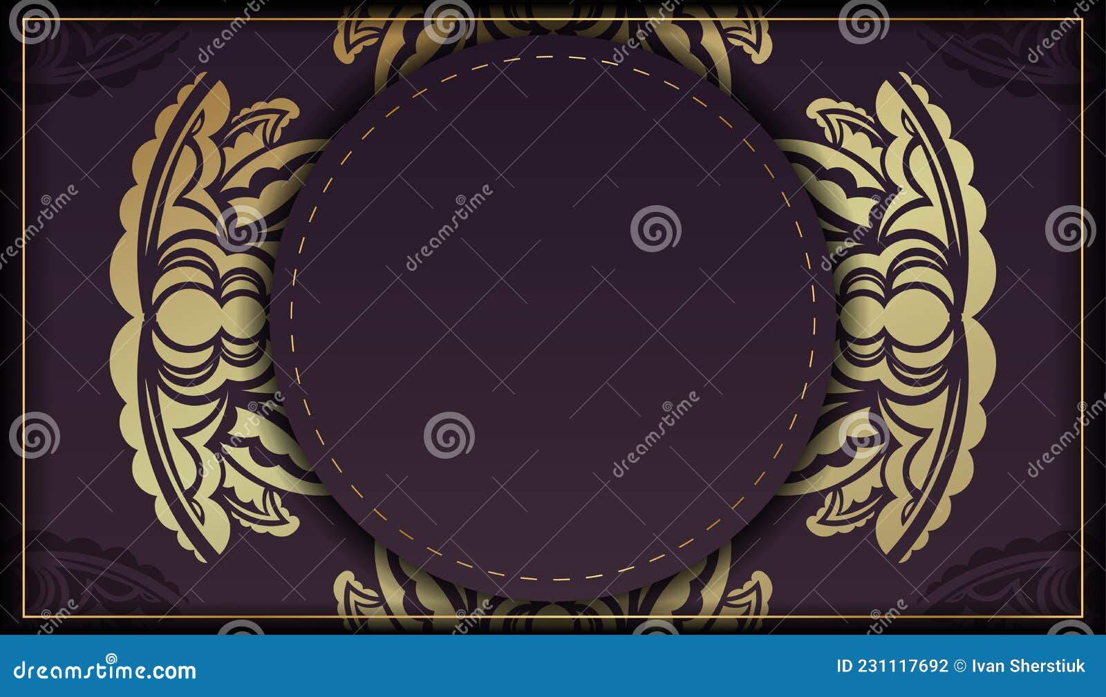 Burgundy Banner with Greek Gold Pattern for Design Under Your Text ...