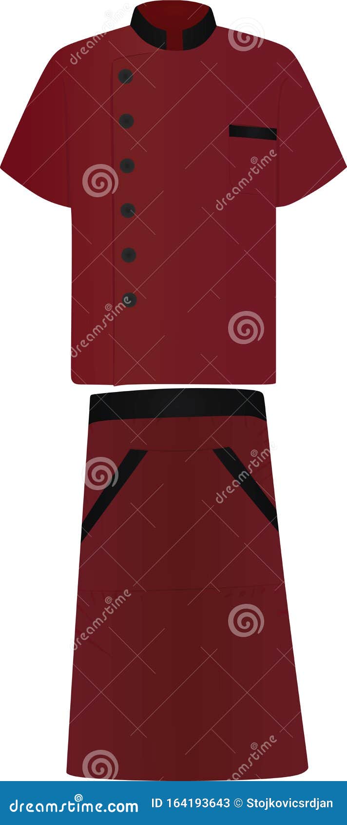 Burgundy cook uniform stock vector. Illustration of pocket - 164193643