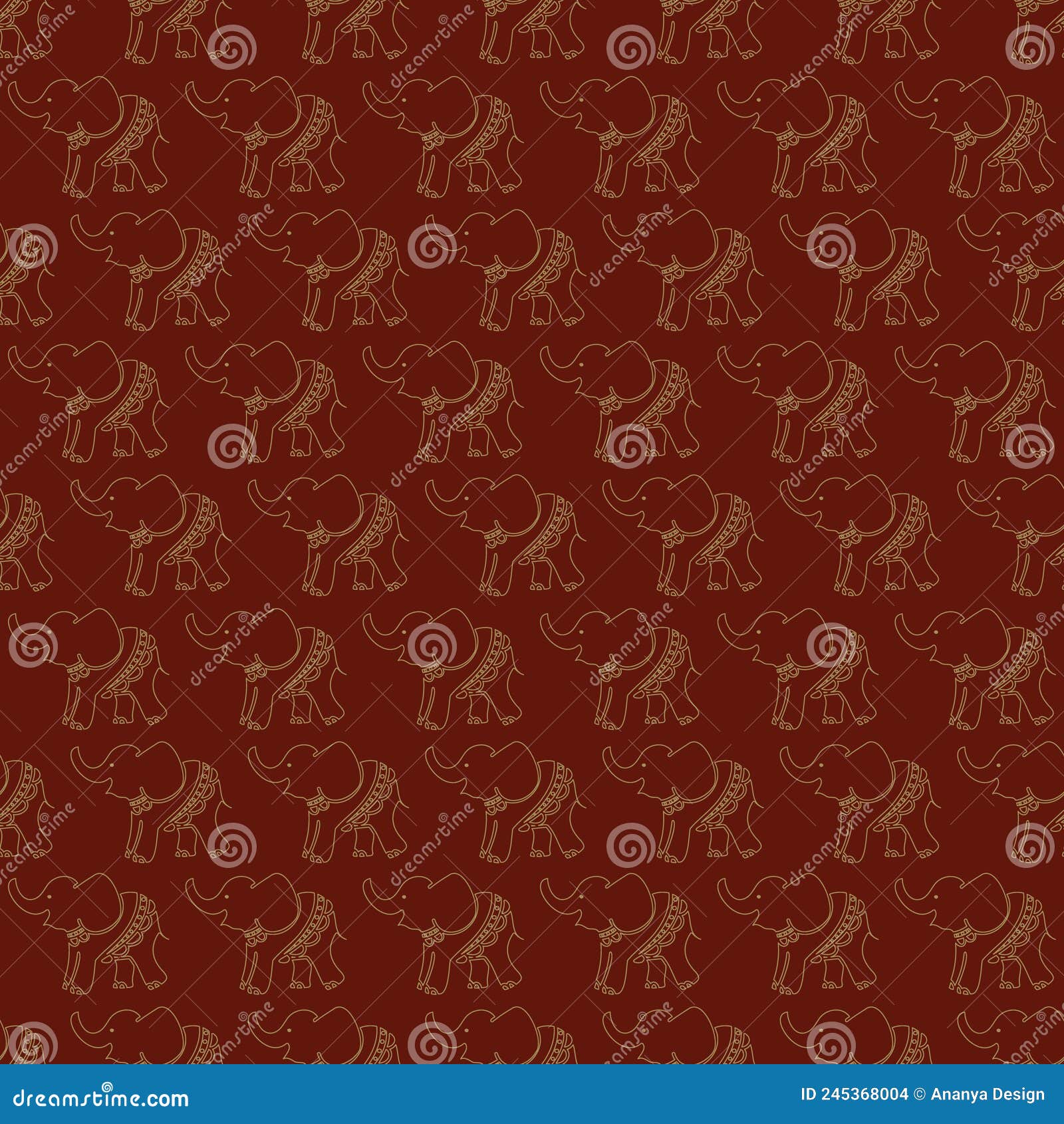 Burgundy Elephant Seamless Pattern Print Stock Vector - Illustration of ...