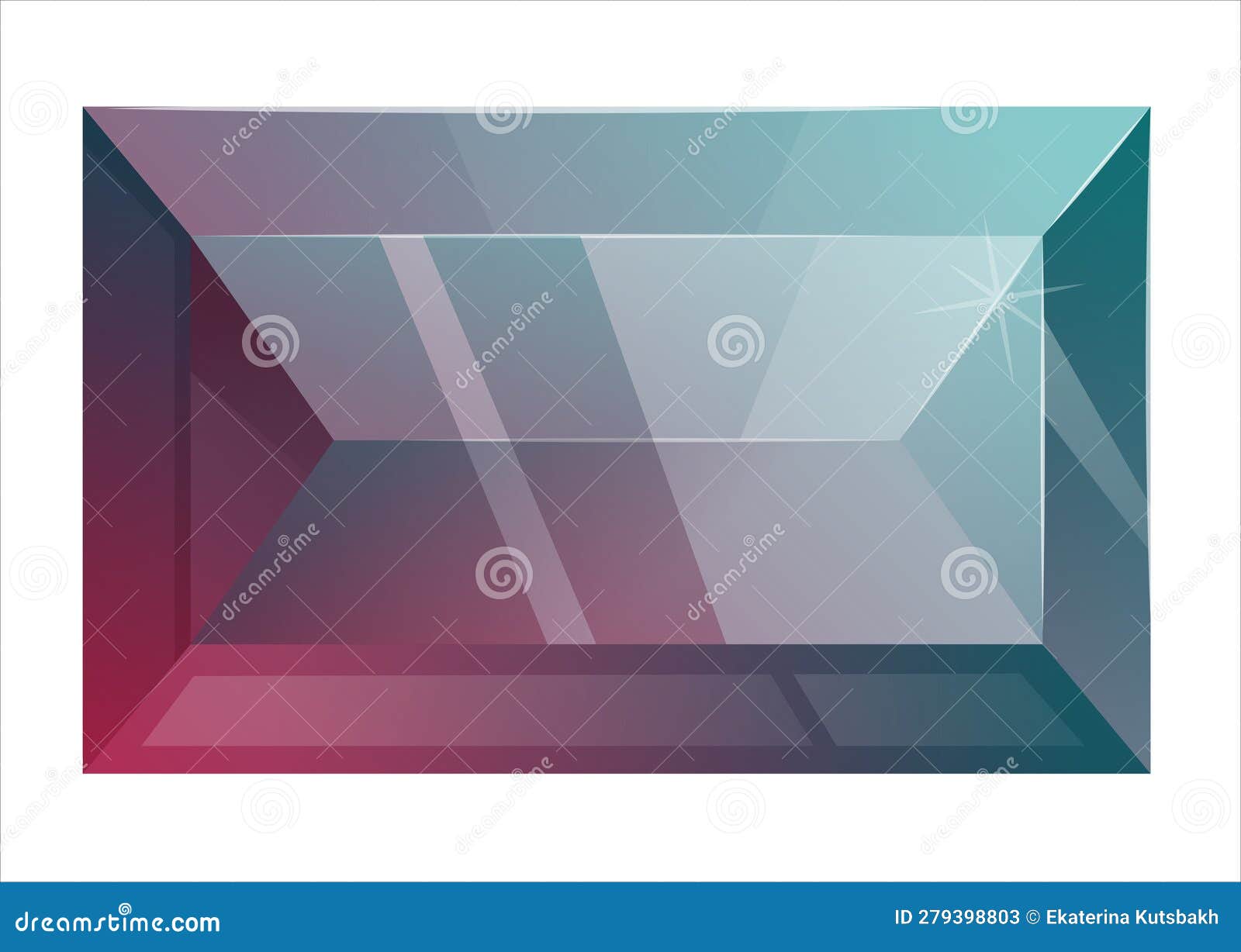 Burgundy Emerald Realistic Rectangular Shining Gemstone. Vector ...