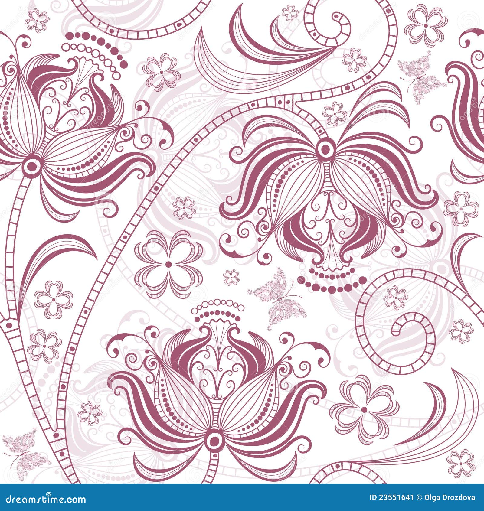 Burgundy Seamless Floral Pattern Stock Vector - Illustration of vintage ...