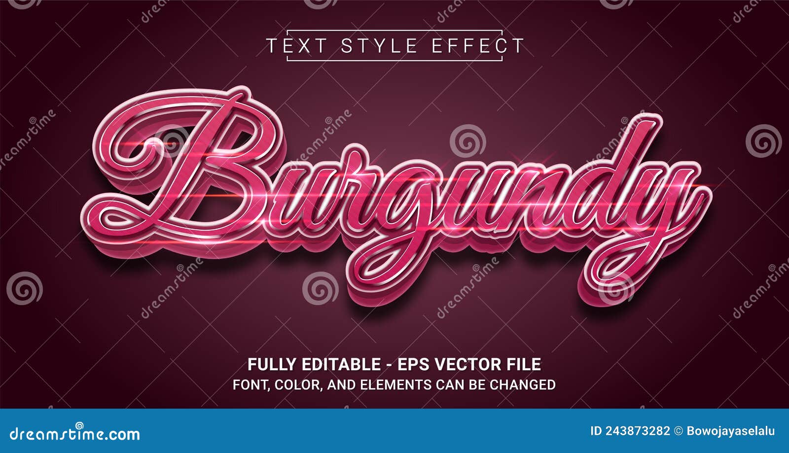 Burgundy Text Style Effect. Editable Graphic Text Template Stock Vector ...