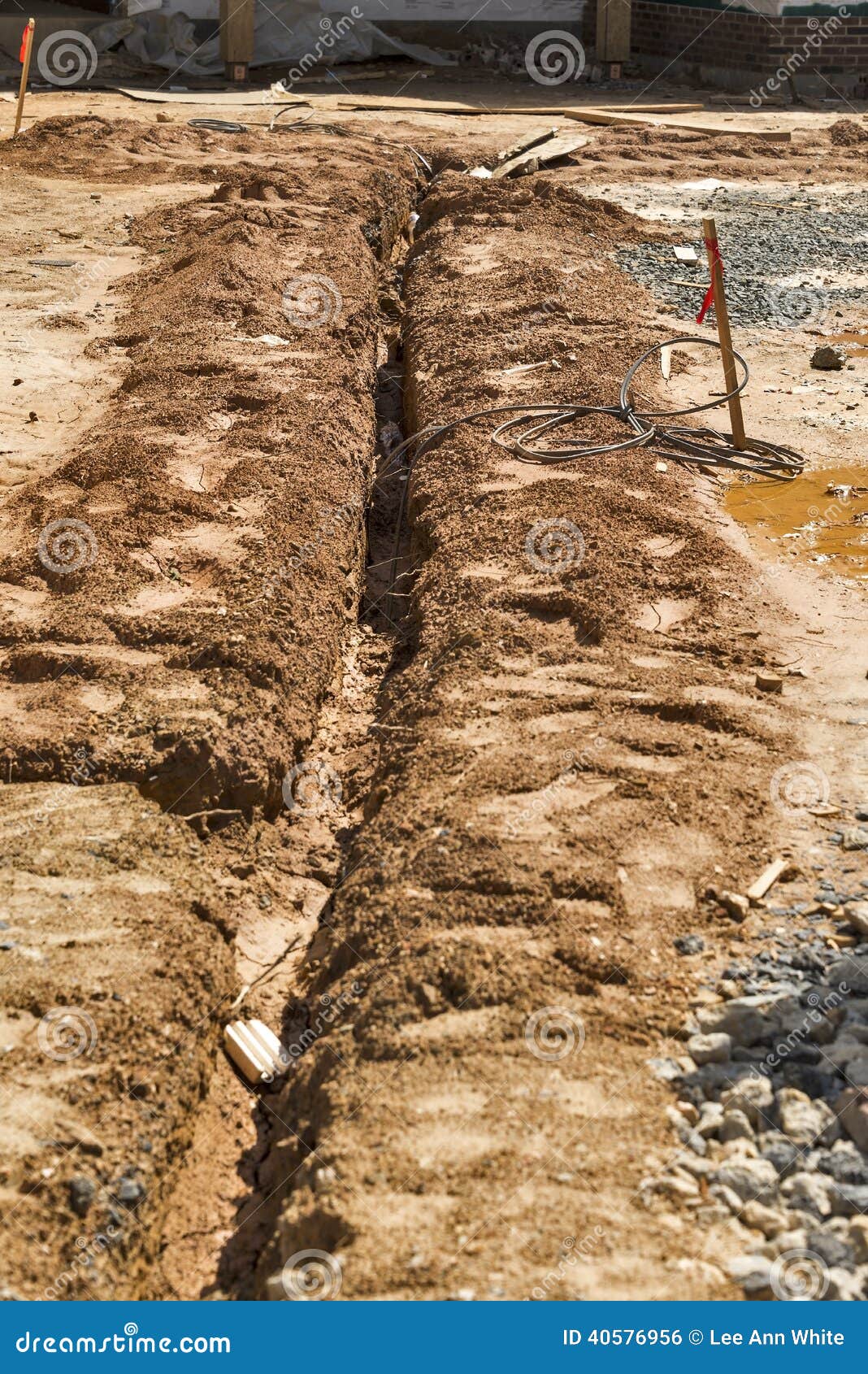 Buried Cables in Utility Trench on Construction Site Stock Photo ...