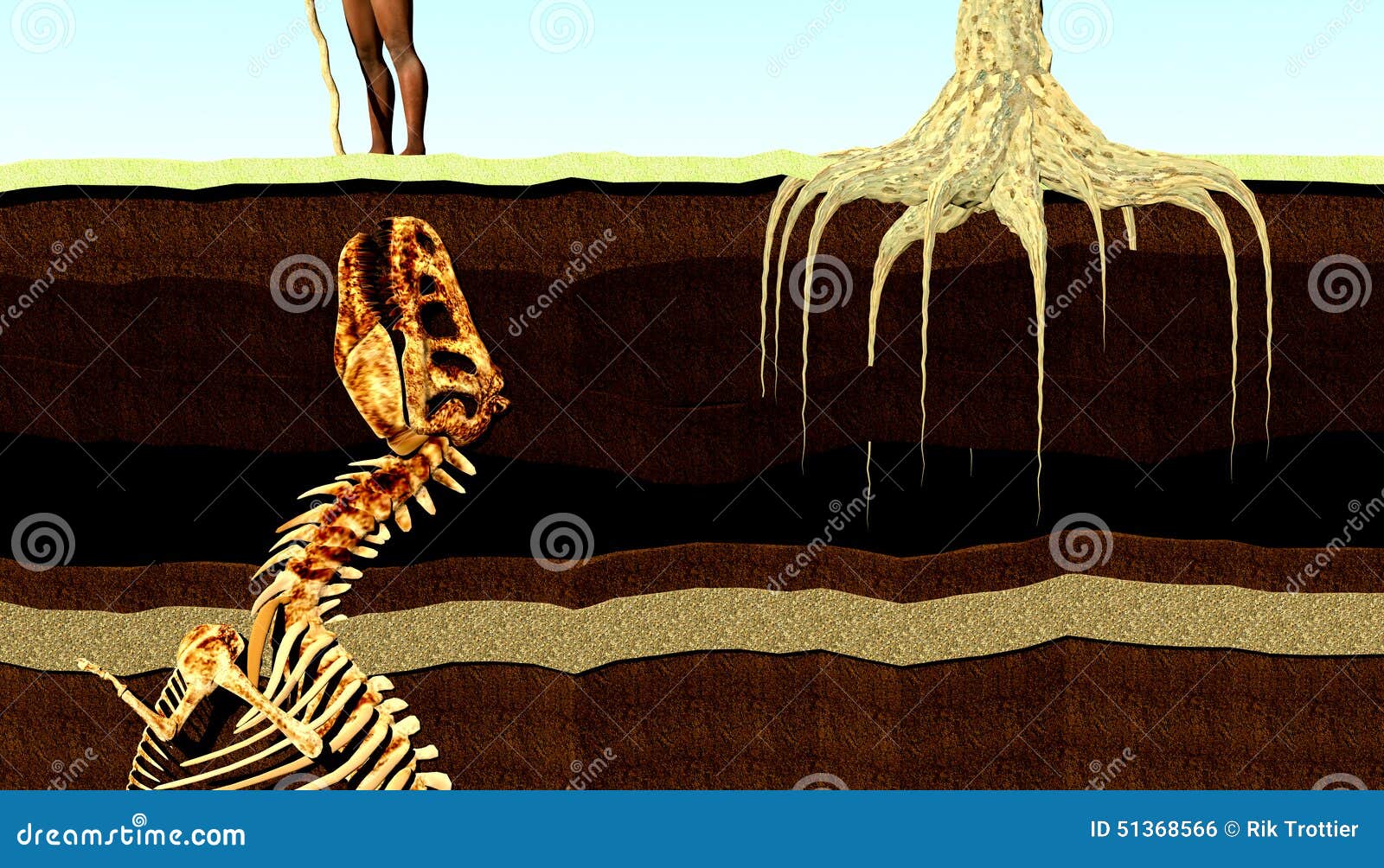 Buried fossil stock illustration. Illustration of feet - 51368566