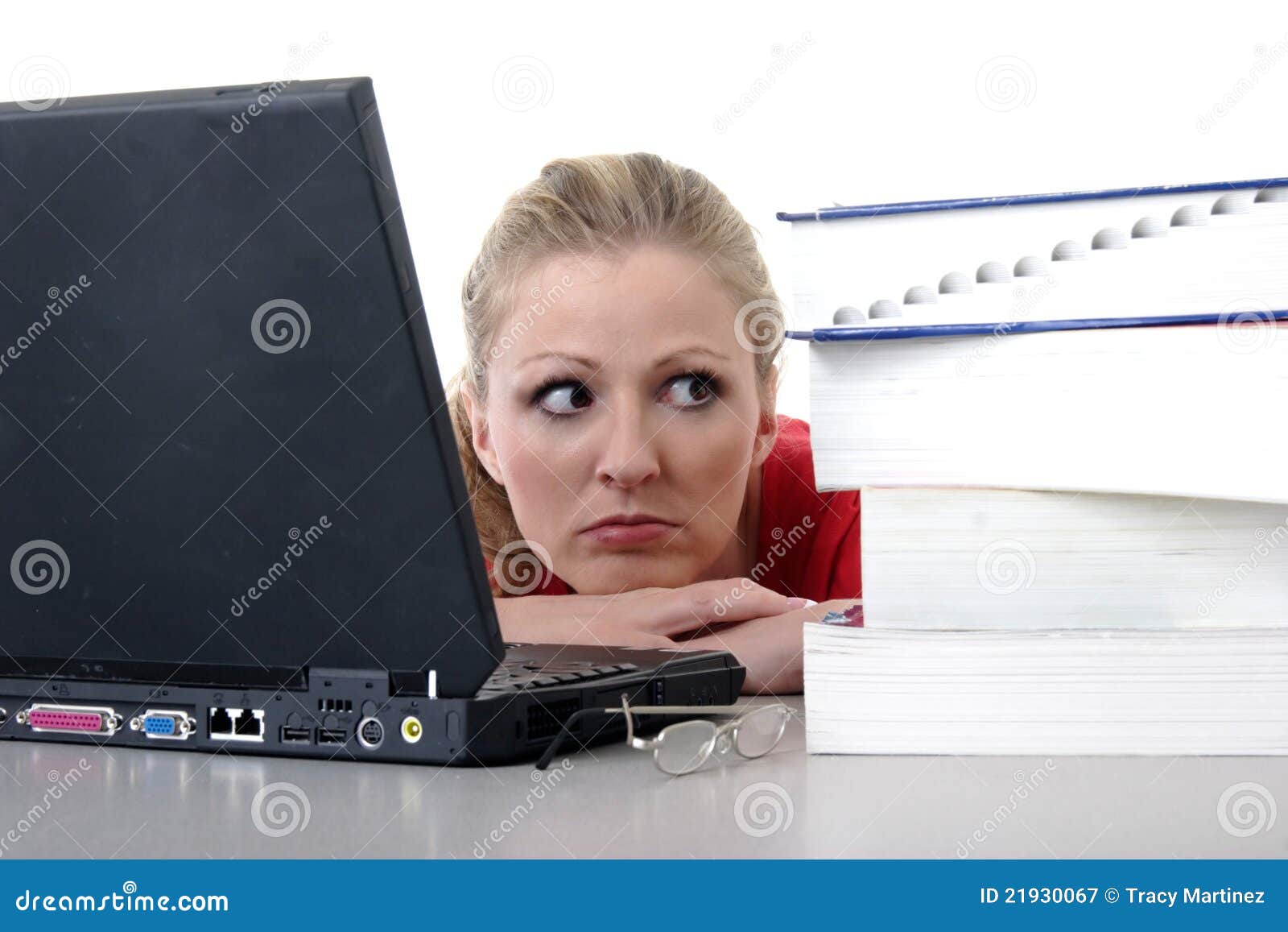 Buried under books stock image. Image of computer, paper - 21930067