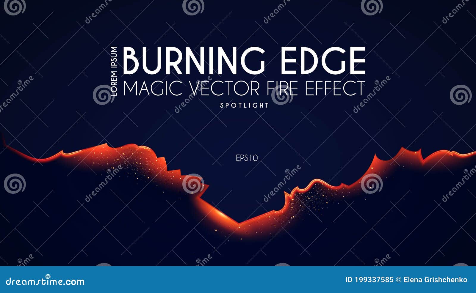Burining Ragged Edge Shining Design. Fire and Light Effect Stock Vector ...