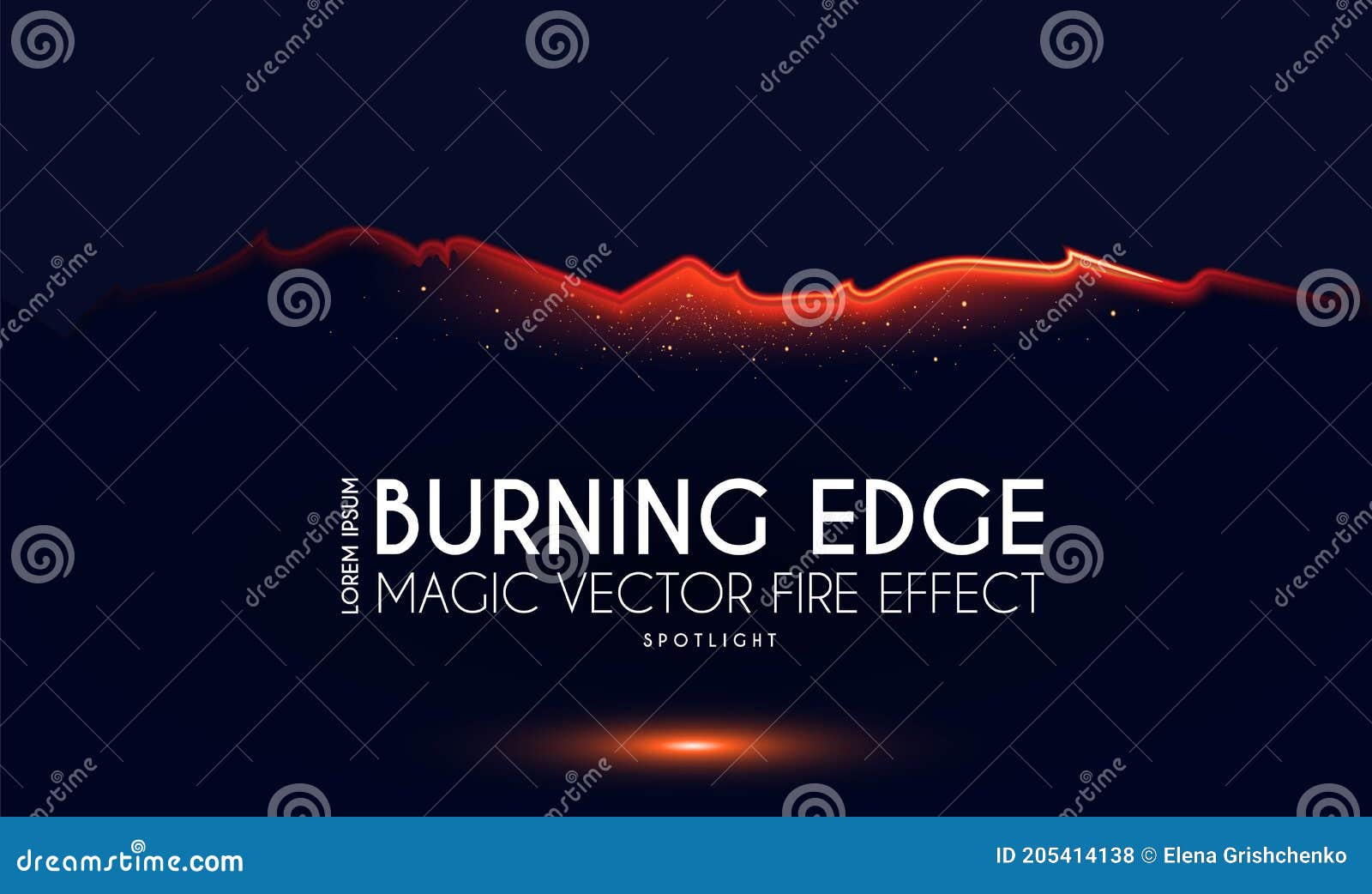 Burining Ragged Edge Shining Design. Fire and Light Effect Stock Vector ...