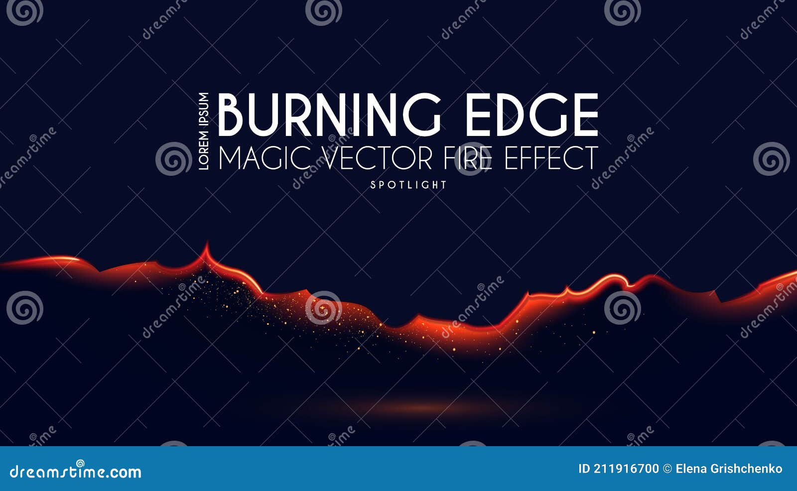 Burining Ragged Edge Shining Design. Fire And Light Effect Vector ...