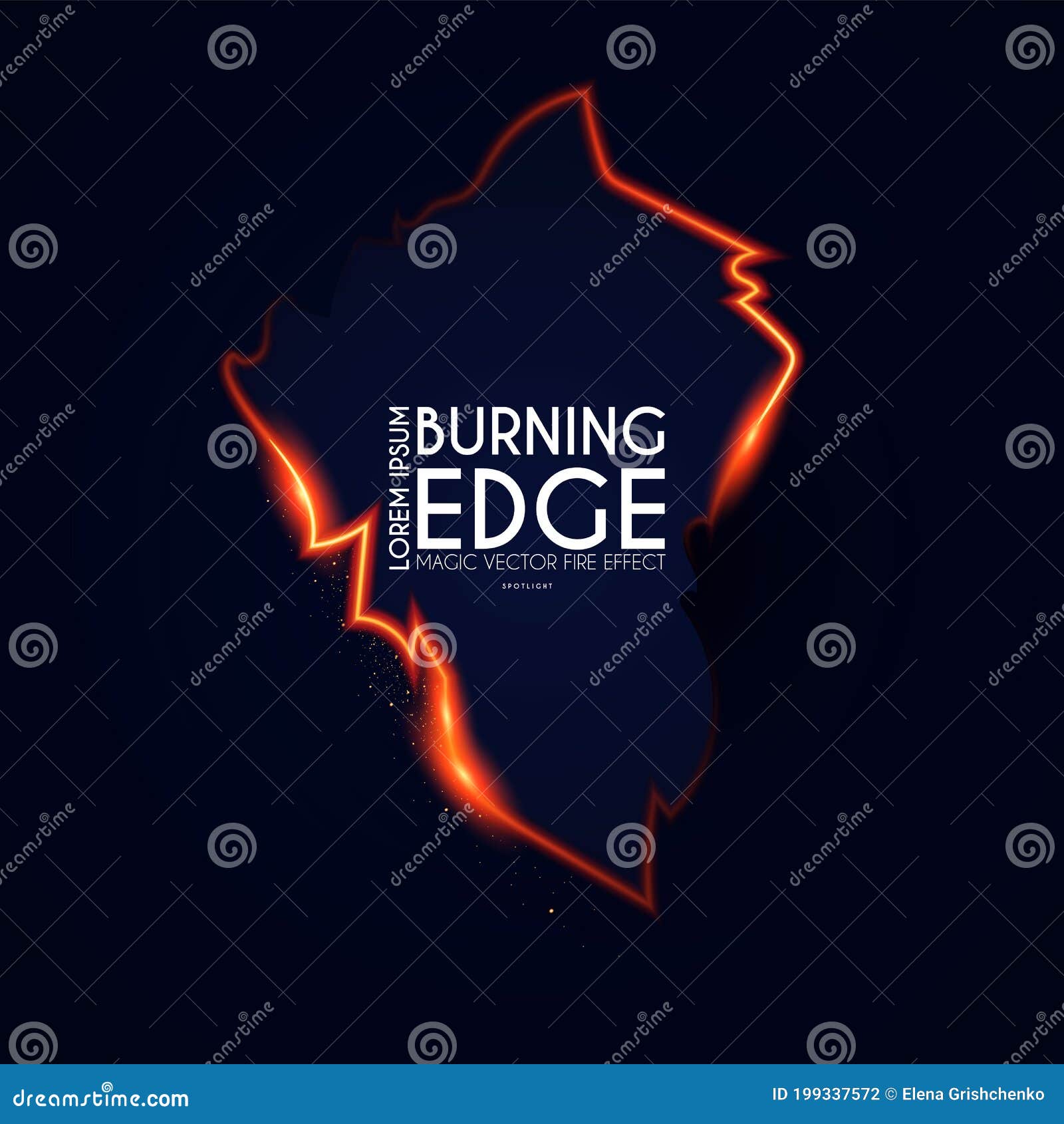 Burining Ragged Edge Shining Design. Fire And Light Effect Vector ...