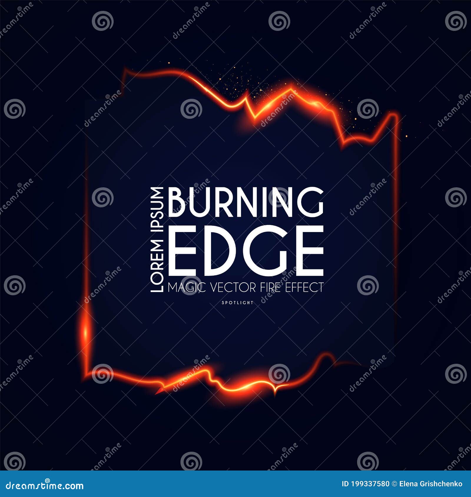 Burining Ragged Edge Shining Design. Fire And Light Effect Vector ...