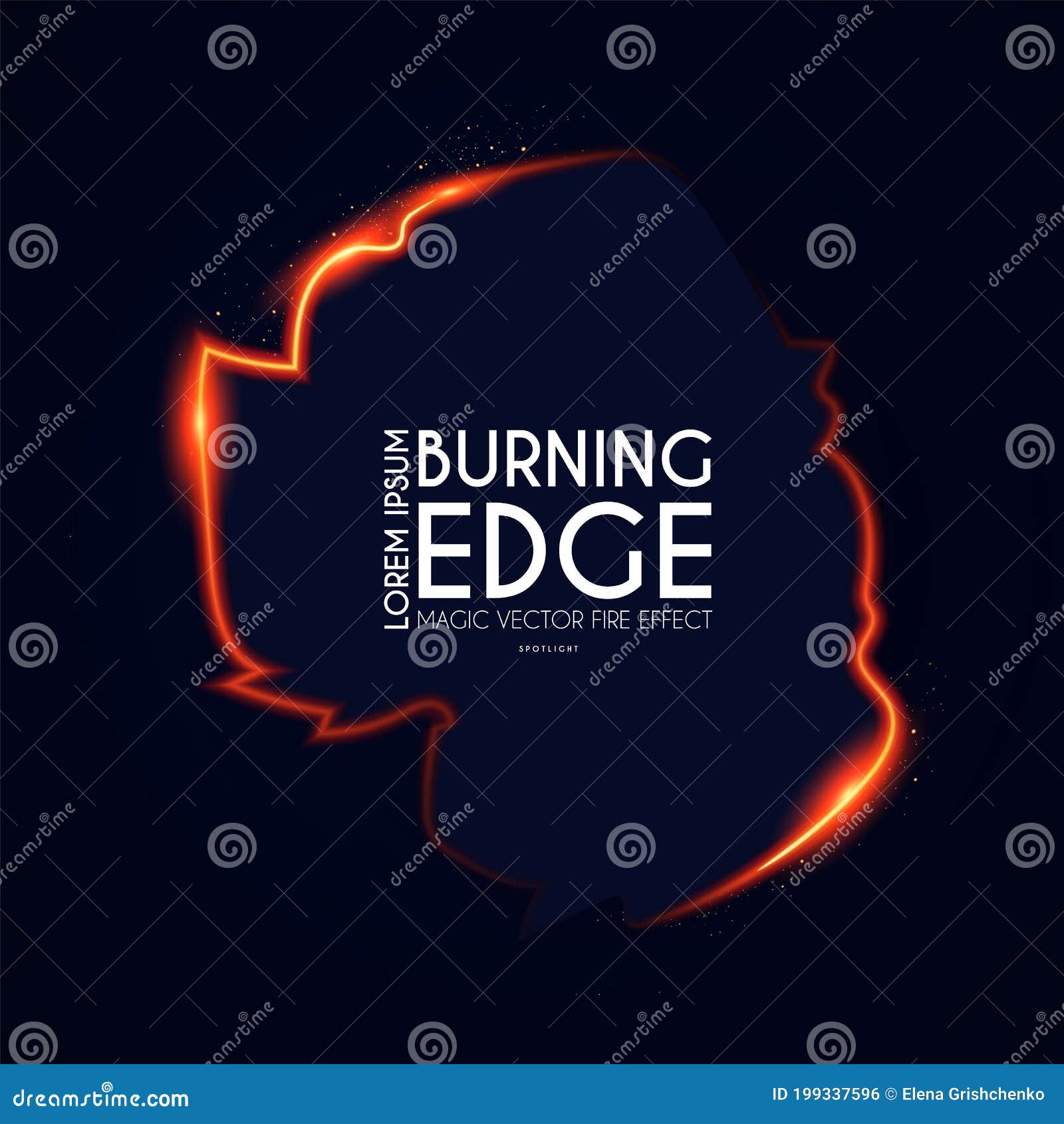 Burining Ragged Edge Shining Design. Fire And Light Effect Vector ...