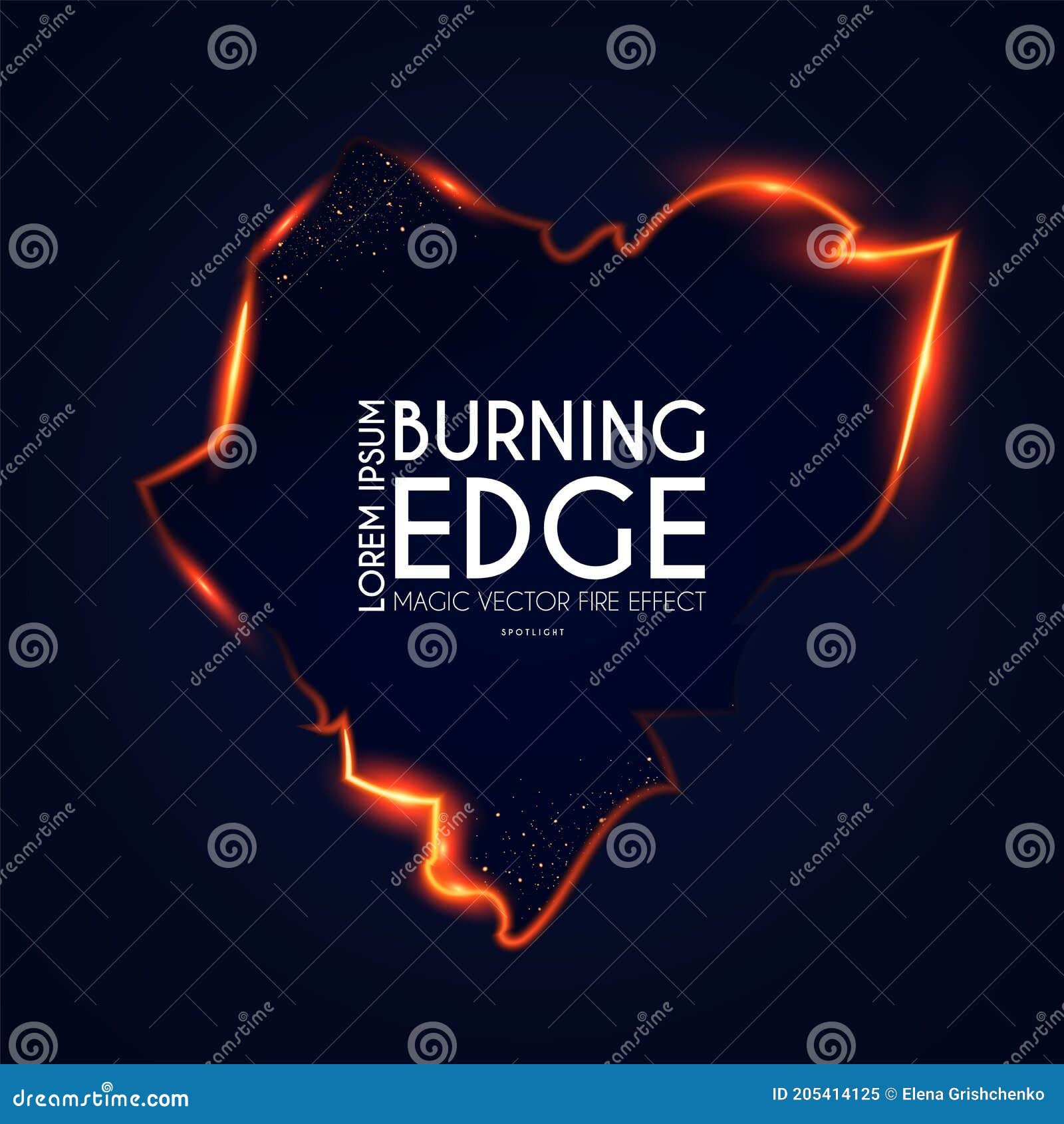 Burining Ragged Edge Shining Design. Fire And Light Effect Vector ...
