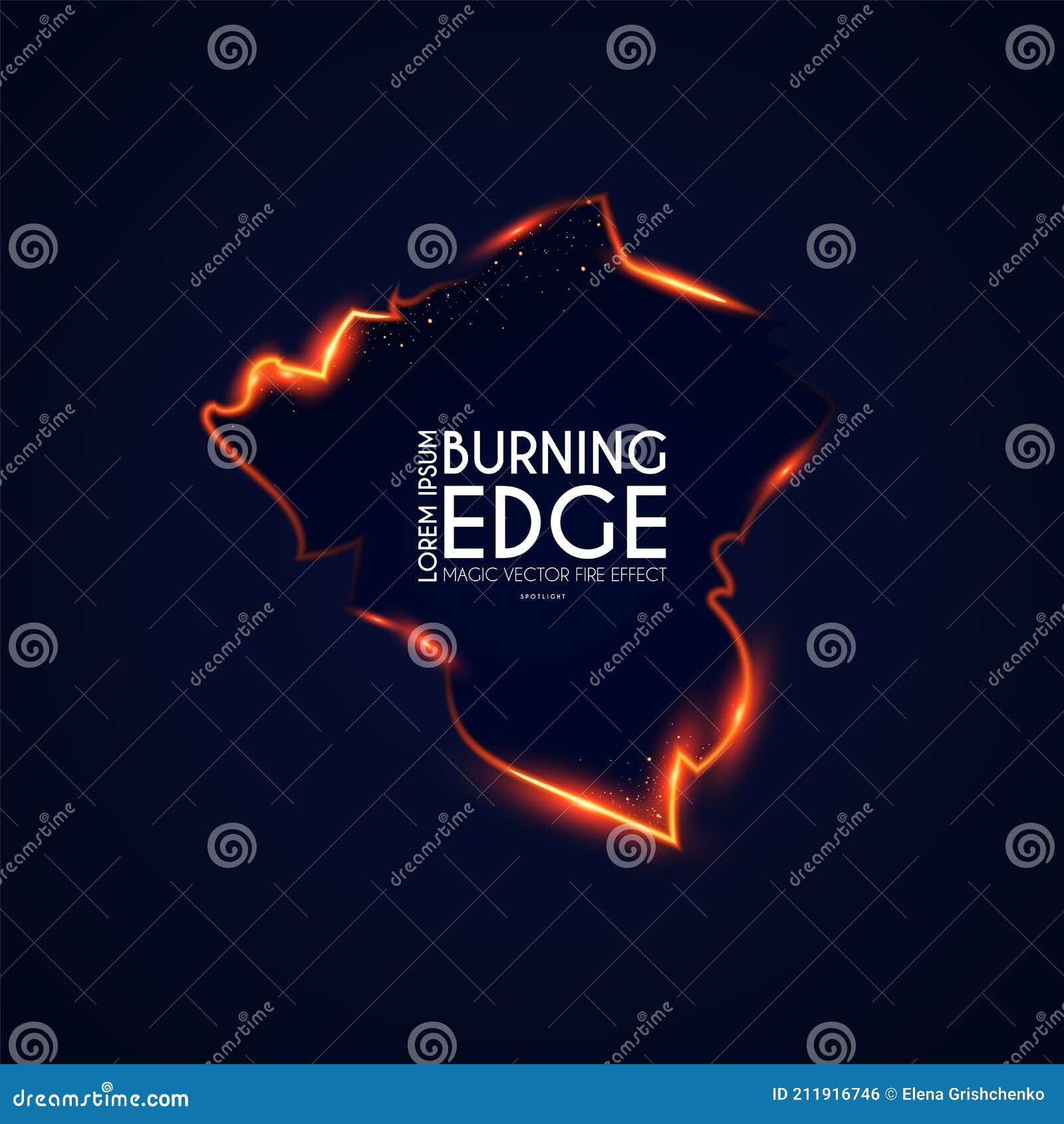 Burining Ragged Edge Shining Design. Fire And Light Effect Vector ...