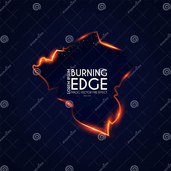 Burining Ragged Edge Shining Design. Fire and Light Effect Stock Vector ...