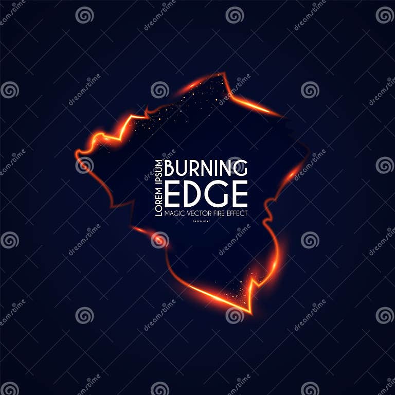 Burining Ragged Edge Shining Design. Fire and Light Effect Stock Vector ...