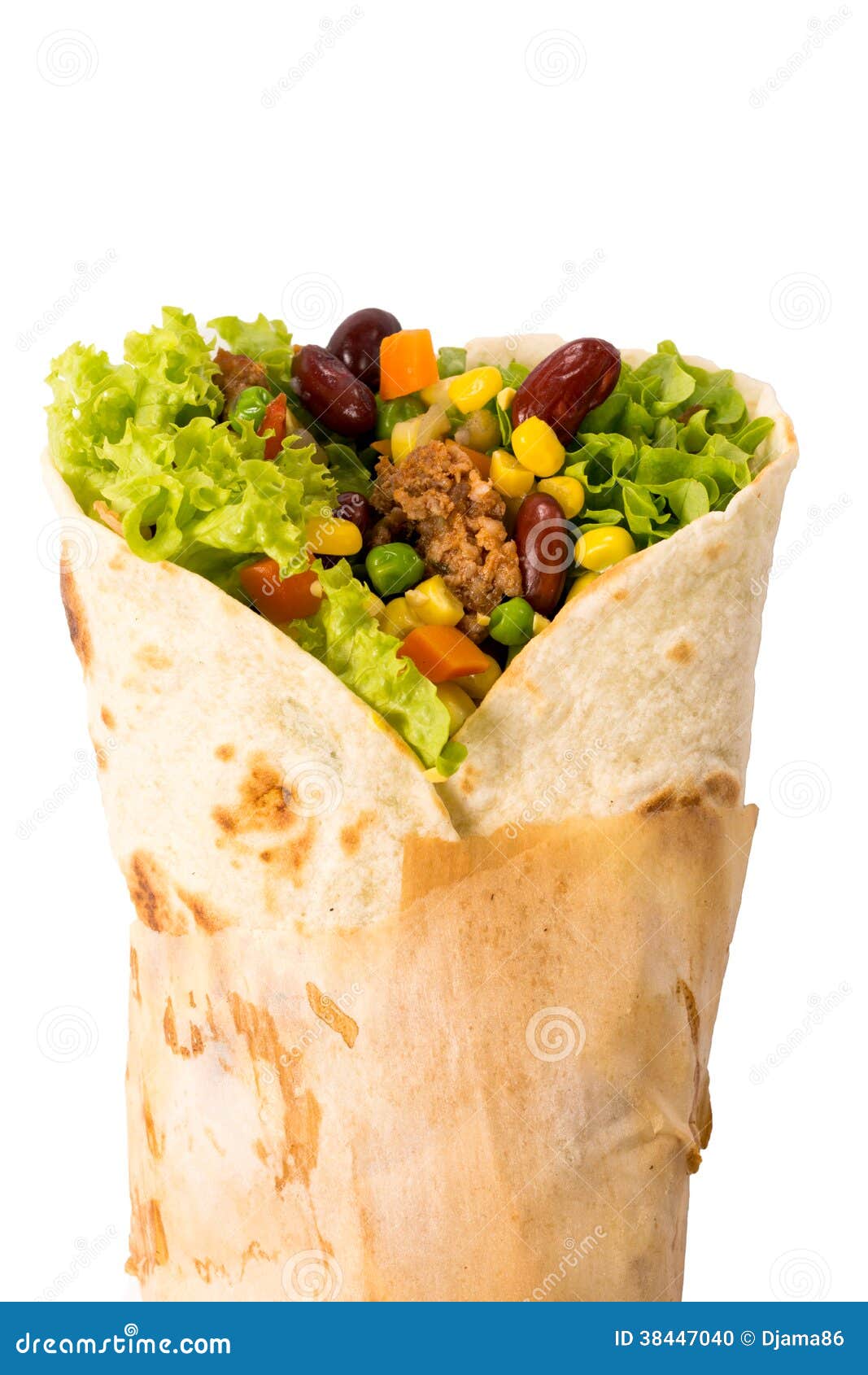Burito isolated stock photo. Image of food, beef, filled - 38447040