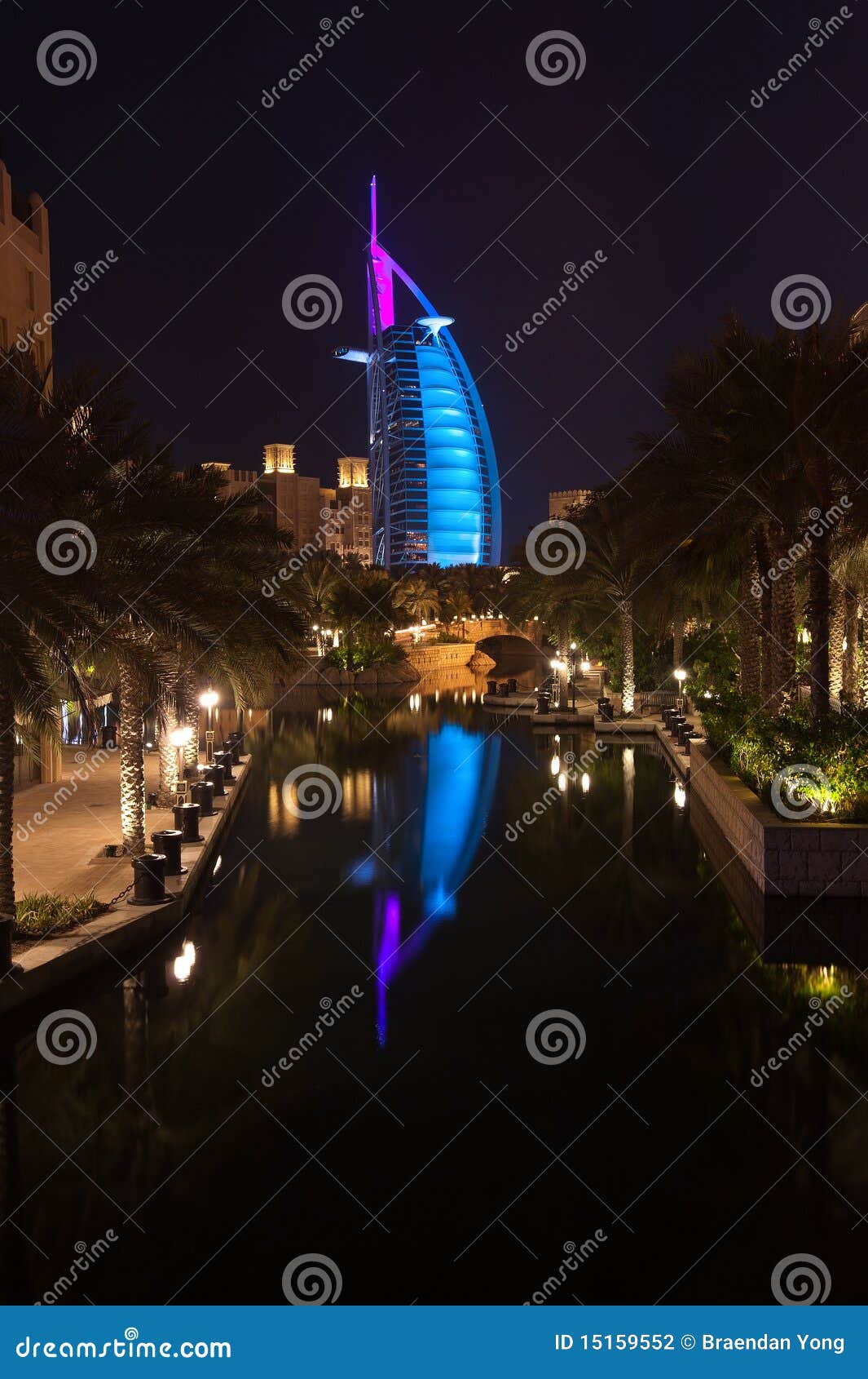 Burj-al-arab stock photo. Image of canal, palm, desert - 15159552