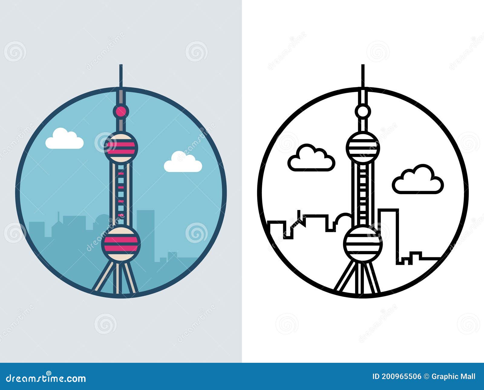 World Famous Building - Shanghai Stock Vector - Illustration of city ...