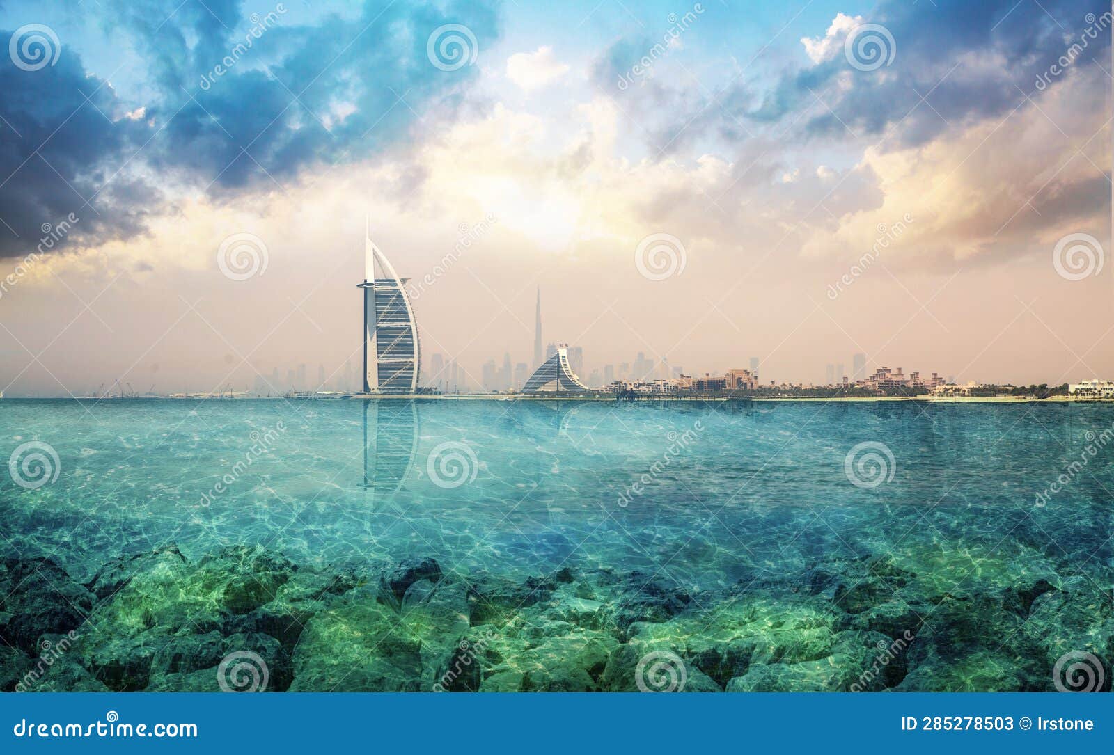 Burj Al Arab View from the Sea Stock Image - Image of jumeirah, modern ...