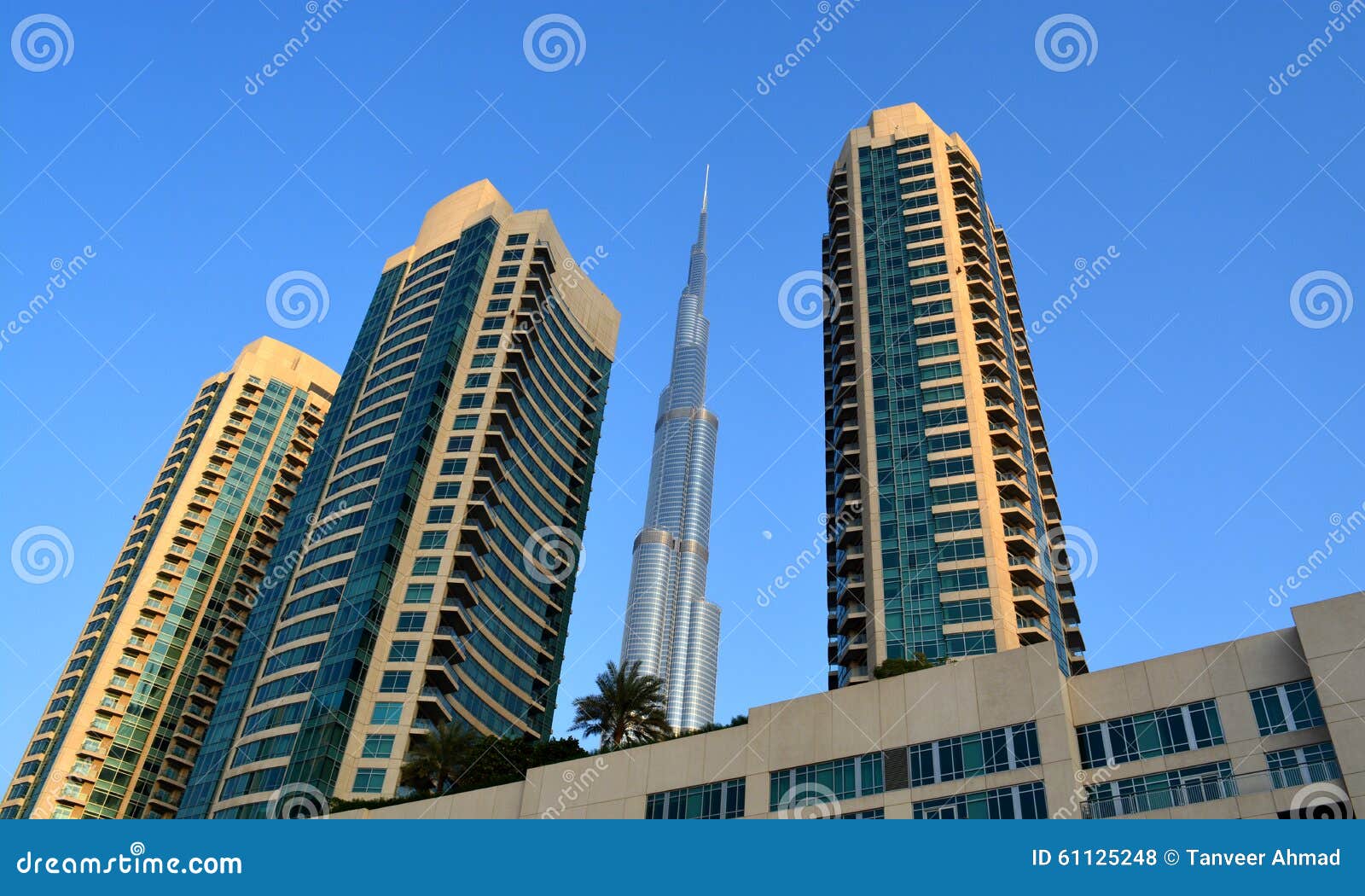 Burj Khalifa Day Time with Modern Buildings Around Stock Photo - Image ...
