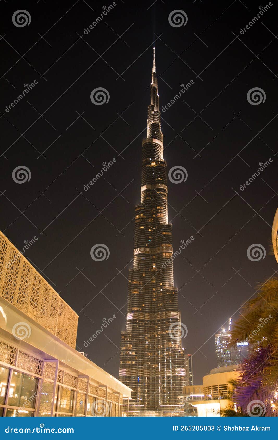 Burj Khalifa Night View from Dubai Mall Bridge Stock Image - Image of ...