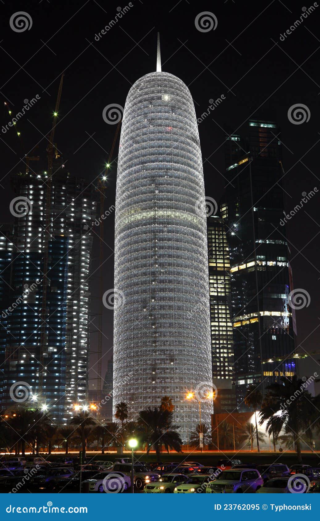 Burj Qatar at night, Doha editorial image. Image of west - 23762095